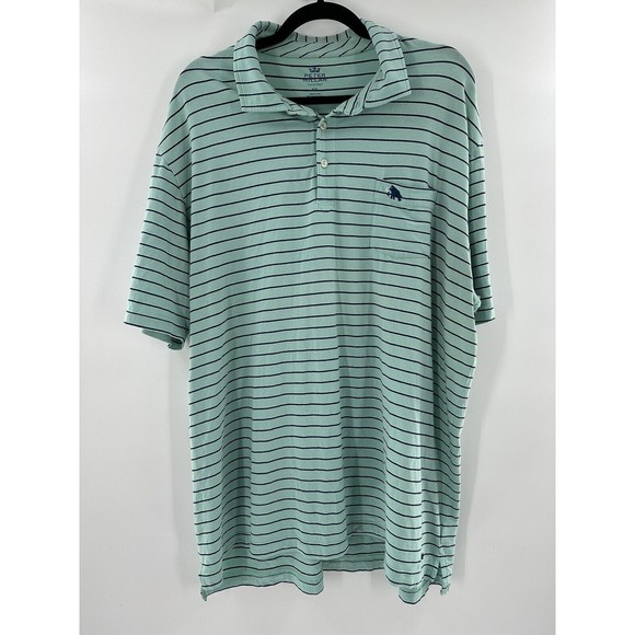 Peter Millar | Shirts | Peter Millar Polo Shirt Green Blue Stripe Short Sleeve Collar Stretch ...